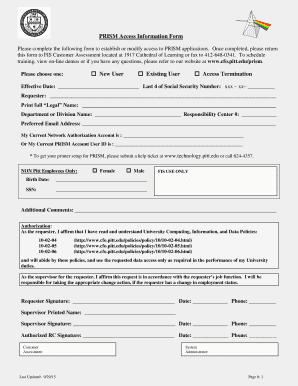 Fillable Online PRISM Access User Form Fax Email Print - pdfFiller
