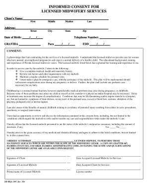 Fillable Online Informed Consent for Licensed Midwifery - Florida ...