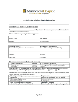 Fillable Online Authorization to Release Health Information Form Fax Email Print - pdfFiller