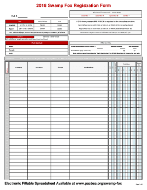 Fillable Online 2018 Swamp Fox Registration Form Fax Email Print ...