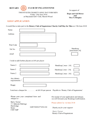 Fillable Online Golf Application Form Fax Email Print - pdfFiller