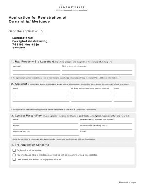 Fillable Online Application for Registration of Ownership/Mortgage ...