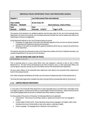 Fillable Online GREENVILLE POLICE DEPARTMENT POLICY AND ... Fax Email ...
