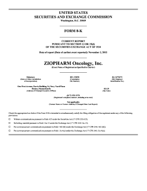 Fillable Online ZIOPHARM Oncology(ZIOP) - ... Fax Email Print - pdfFiller