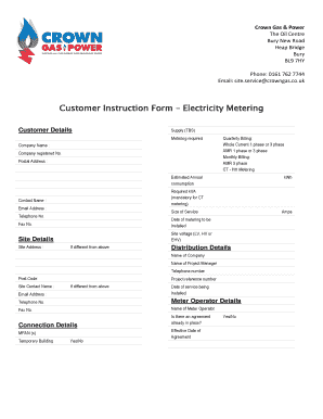Fillable Online Customer Instruction Form Metering Fax Email Print ...