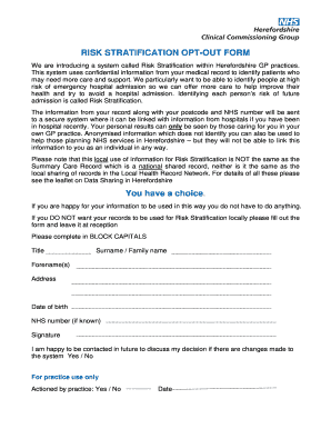 Fillable Online RISK STRATIFICATION OPT-OUT FORM Fax Email Print ...