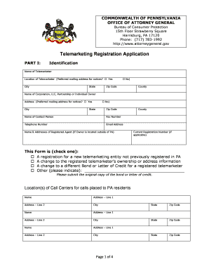 Fillable Online Telemarketing Registration Application Fax Email Print ...