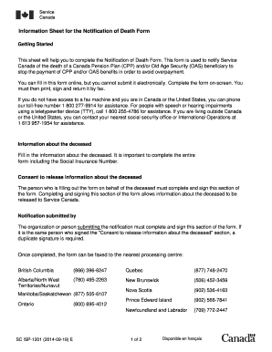 Fillable Online Notification of Death Form For completion by the ...