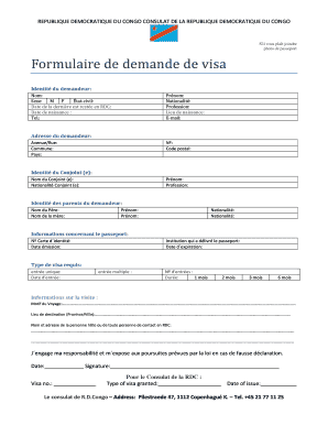 Fillable Online D.R. Congo visa application form, requirements and ...