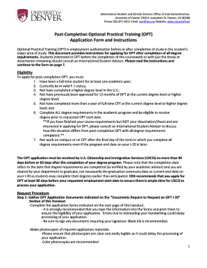 Fillable Online Post-Completion Optional Practical Training (OPT ...