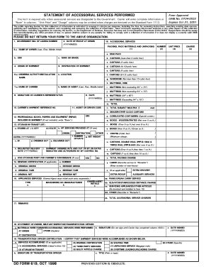 Fillable Online DD Form 619, Statement of Accessorial Services ...