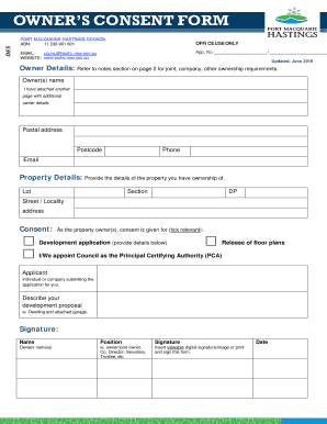 Fillable Online owner's consent form - Port Macquarie-Hastings Council Fax Email Print - pdfFiller