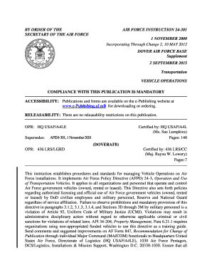 Afi 24 301 - Fill Online, Printable, Fillable, Blank | pdfFiller