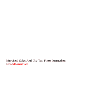 Fillable Online Maryland Sales And Use Tax Form Instructions Fax Email Print - pdfFiller