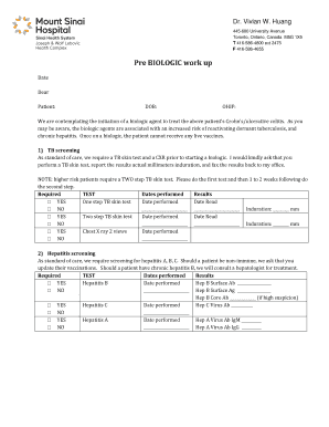 Fillable Online Pre BIOLOGIC work up - Pregnancy in IBD Clinical Fax ...