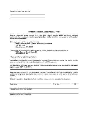 Fillable Online Internet Document Access Removal Form Fax Email Print ...