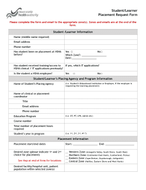 Fillable Online NSHA Placement Request Form Fax Email Print - pdfFiller
