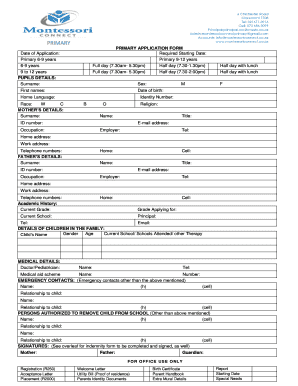Fillable Online PRIMARY APPLICATION FORM PUPILS DETAILS - Fax Email ...