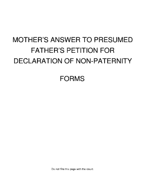 Fillable Online Mother's Answer to Presumed Father's Petition for ...