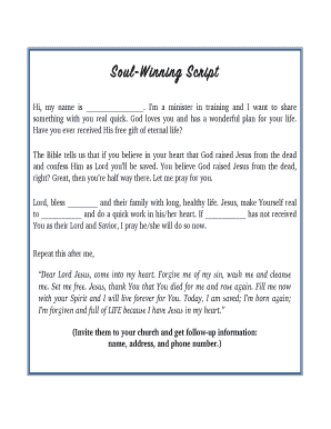 Soul Winning Script - Fill Online, Printable, Fillable, Blank | pdfFiller