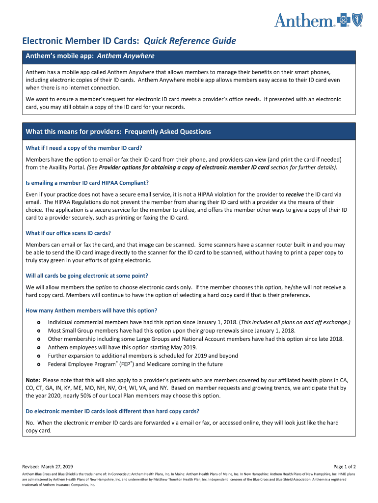 Fillable Online Electronic Member ID Cards: Quick Reference Guide ...