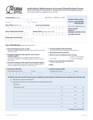 Fillable Online Individual Retirement Account Distribution Form Fax ...