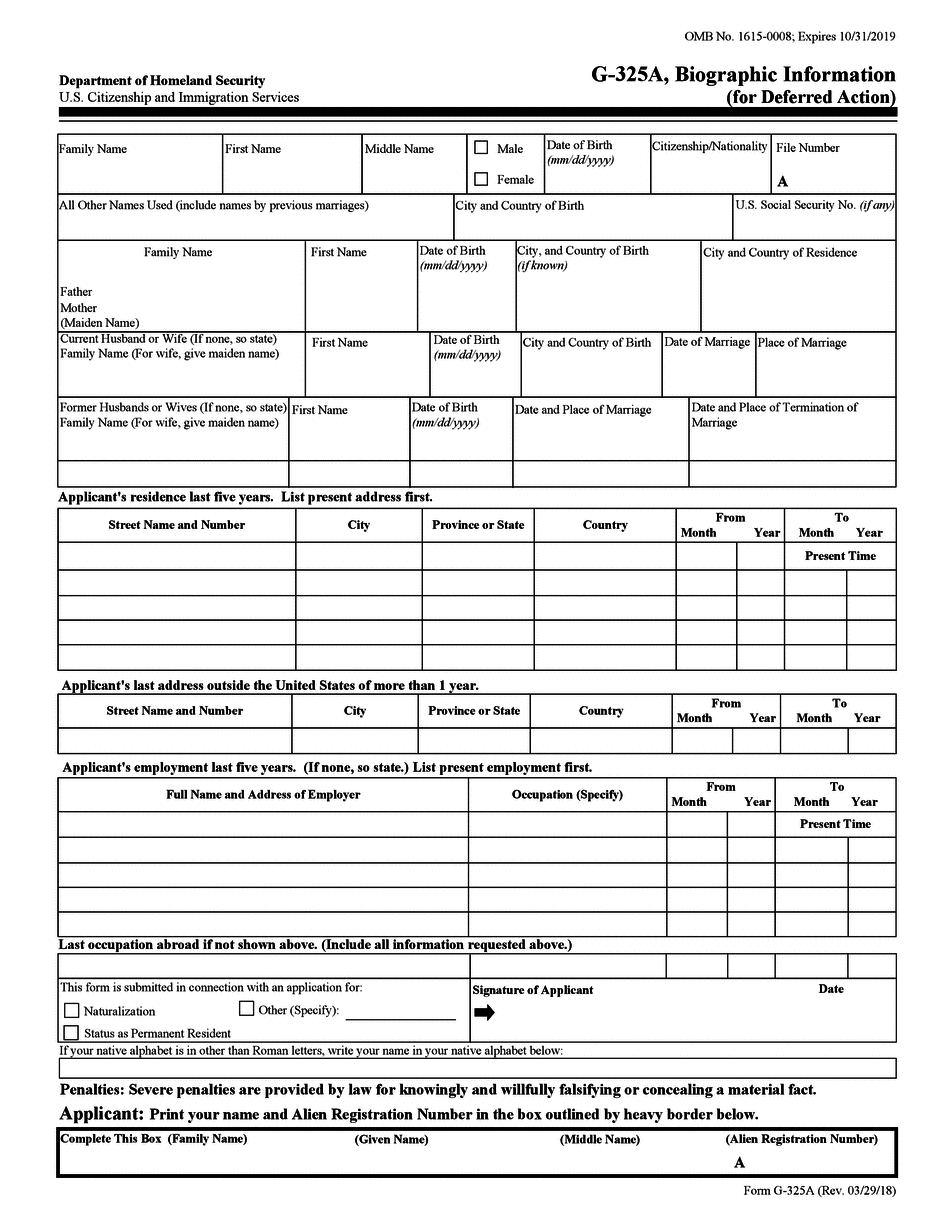 G 325a No Longer Needed I 129f Fill Online Printable Fillable Blank