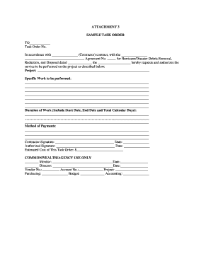 Fillable Online ATTACHMENT 3 SAMPLE TASK ORDER TO Task ... Fax Email ...
