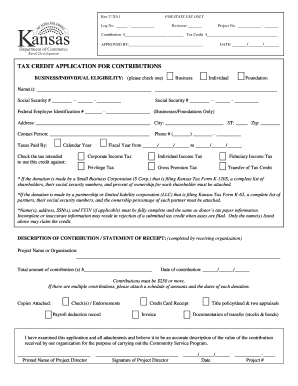 Fillable Online TAX CREDIT APPLICATION FOR CONTRIBUTIONS - Mercy and ...