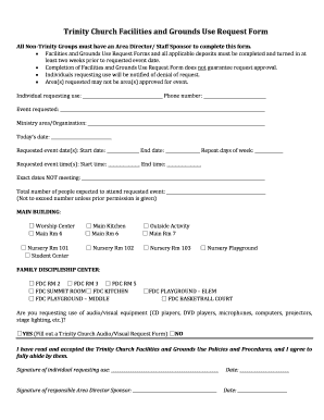 Fillable Online Trinity Church Facilities and Grounds Use Request Form ...