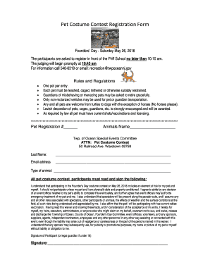 Fillable Online Pet Costume Contest Registration Form Fax Email Print ...