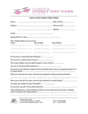 Fillable Online Carer Application Form.doc Fax Email Print - pdfFiller
