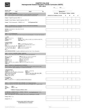 Fillable Online CHAFFEY COLLEGE Intersegmental General Education Transfer ... Fax Email Print ...