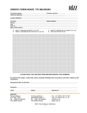Fillable Online Order form Bespoke and project.doc Fax Email Print ...
