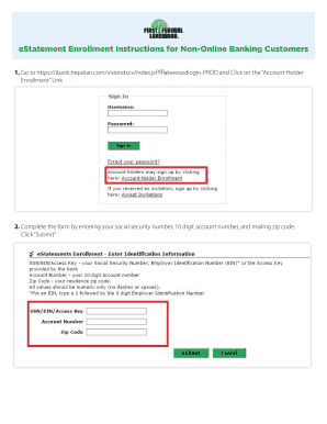 Fillable Online eStatement Enrollment Instructions for Non-Online ...