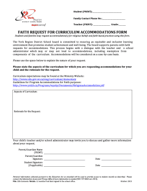 Fillable Online faith request for curriculum accommodations form ...