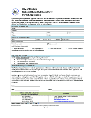 Fillable Online National Night Out Block Party Permit Application ...