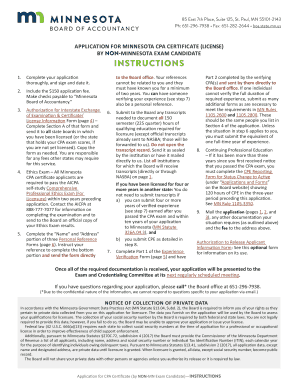 Fillable Online APPLICATION FOR MINNESOTA CPA CERTIFICATE (LICENSE) Fax ...