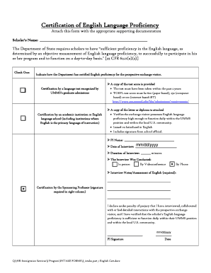 Fillable Online Certification of English Language Proficiency. English ...