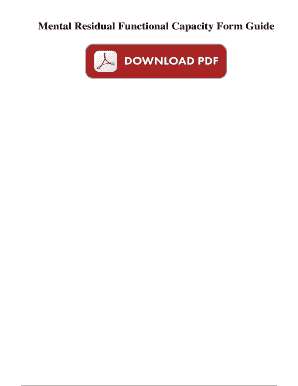 Fillable Online Mental Residual Functional Capacity Form Guide. Mental ...