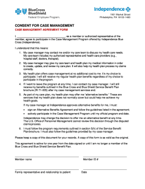 Fillable Online Consent for Case Management Form - Independence Blue ...