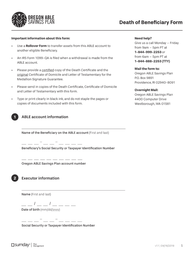 Fillable Online Death Of Beneficiary Form. Death Of Beneficiary Form ...
