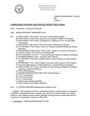 Fillable Online COMMANDER, TRAINING AIR WING SIX INSTRUCTION 3750 Fax ...