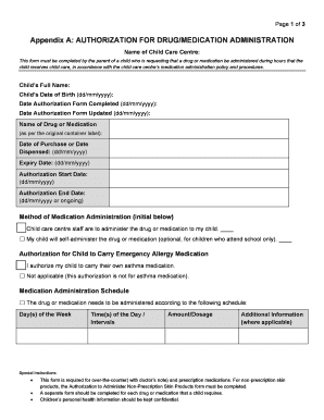 Fillable Online Appendix A: AUTHORIZATION FOR DRUG/MEDICATION ...