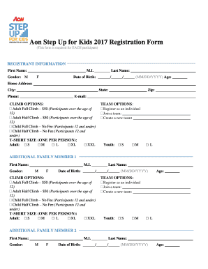 Fillable Online foundation luriechildrens Aon Step Up for Kids 2017 ...