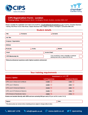 Fillable Online CIPS Registra on Form: London - CIPS Training Courses ...