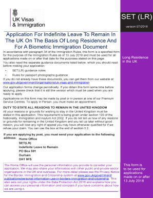 Fillable Online Application For Indefinite Leave To Remain In Fax Email ...