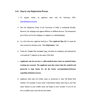 Fillable Online 2.4.1 Step by step Registration Process - Delhi University Fax Email Print ...