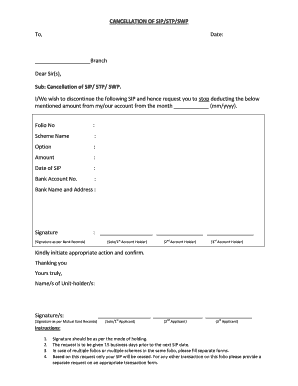 Fillable Online Sip Cancellation - InvestGuru Fax Email Print - pdfFiller