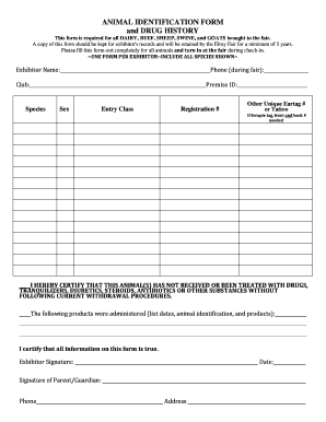 Fillable Online 18 Animal ID and Drug Form - elroyfair.com Fax Email ...